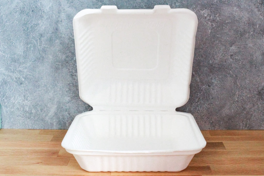 9" Bagasse Clamshell (200pcs) | Compostable | Take-Out | PFAS-Free ...