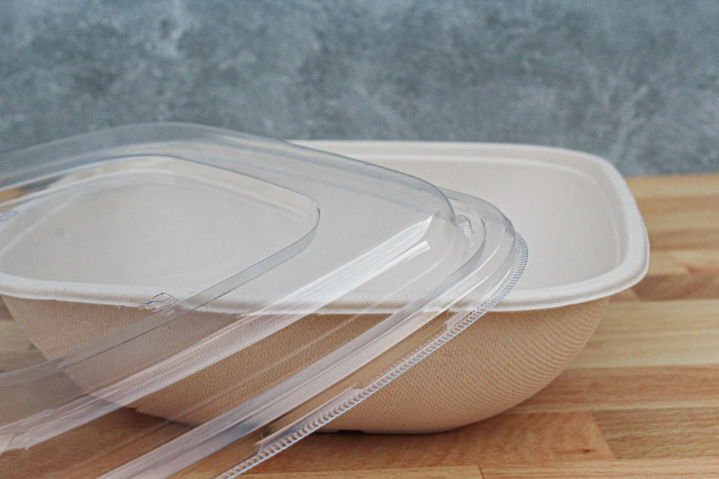 PET Lid for Bagasse Square Bowl | BPA-Free | Recyclable — Element Packaging